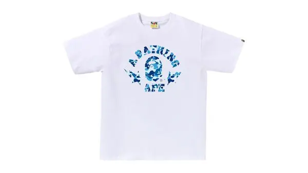 A BATHING APE Abc Camo Sta College Tee Shirt - White/blue