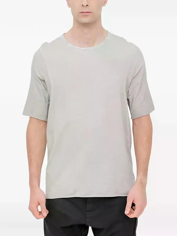 ISAAC SELLAM EXPERIENCE Leather-trimmed Raw-cut T-shirt