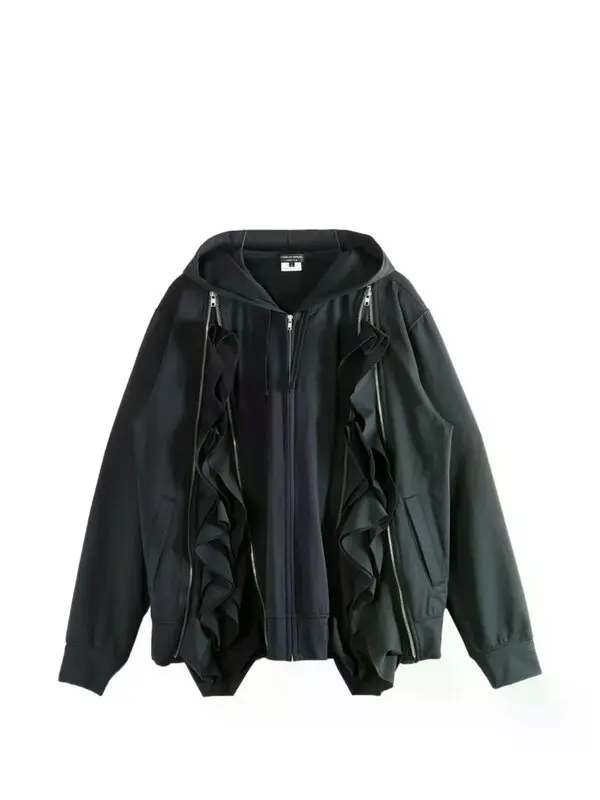 Comme Des Garçons Zip-up Hoodie With Ruffle Detail - Black