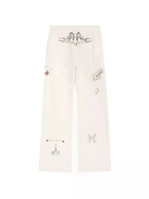 Balenciaga Tattoo Baggy Sweatpants In Cream - Neutrals