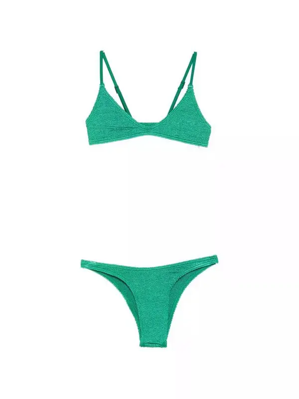 Bond Eye Crinkle-texture Bikini - Green