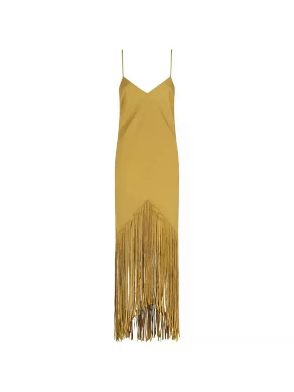 Pinko Fringed Asymmetric Dress - Yellow