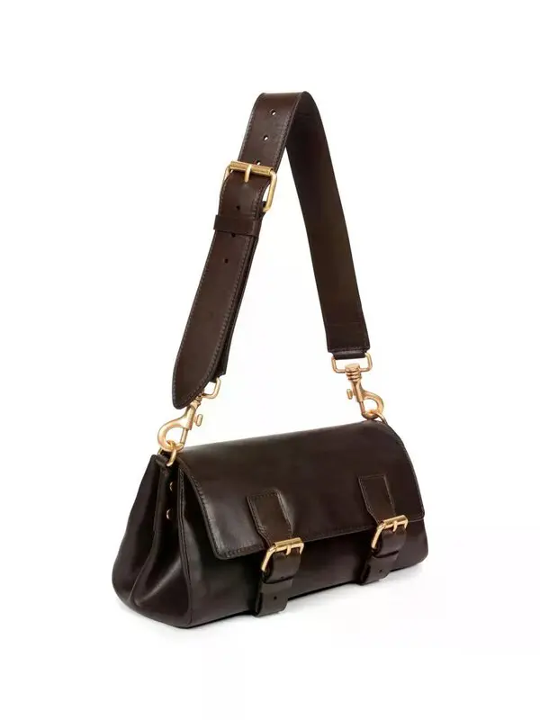 Dries Van Noten Buckle Leather Shoulder Bag - Brown