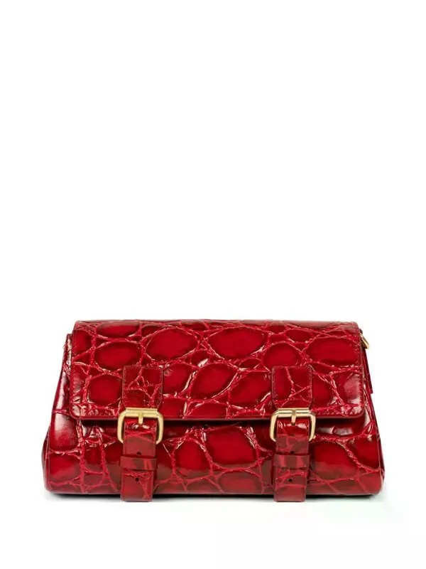 Dries Van Noten Buckle Leather Shoulder Bag - Red