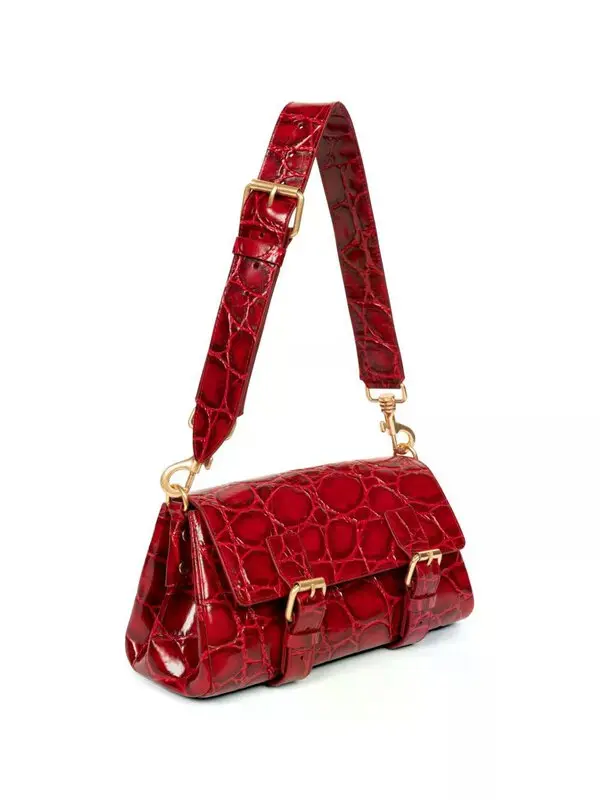 Dries Van Noten Buckle Leather Shoulder Bag - Red