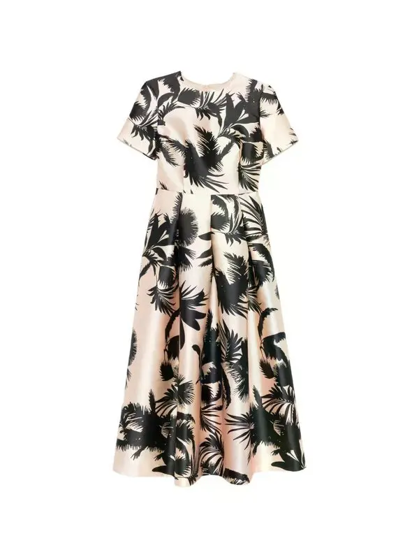 LUNATICA MILANO Palm Leaf-print Midi Dress - Neutrals