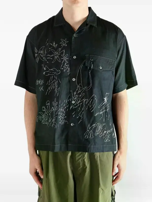 AND WANDER Embroidered Short-sleeve Shirt
