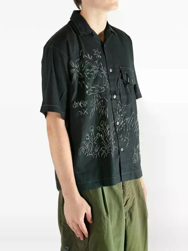 AND WANDER Embroidered Short-sleeve Shirt