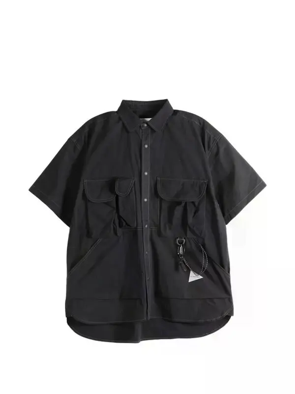 AND WANDER Cargo-pocket Short-sleeve Shirt - Black