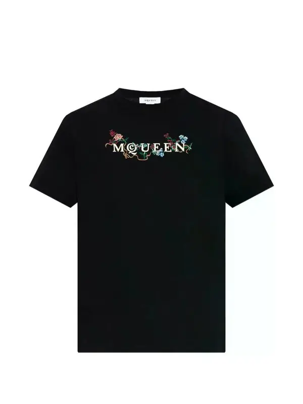 Alexander McQueen Logo-print Embroidered T-shirt - Black