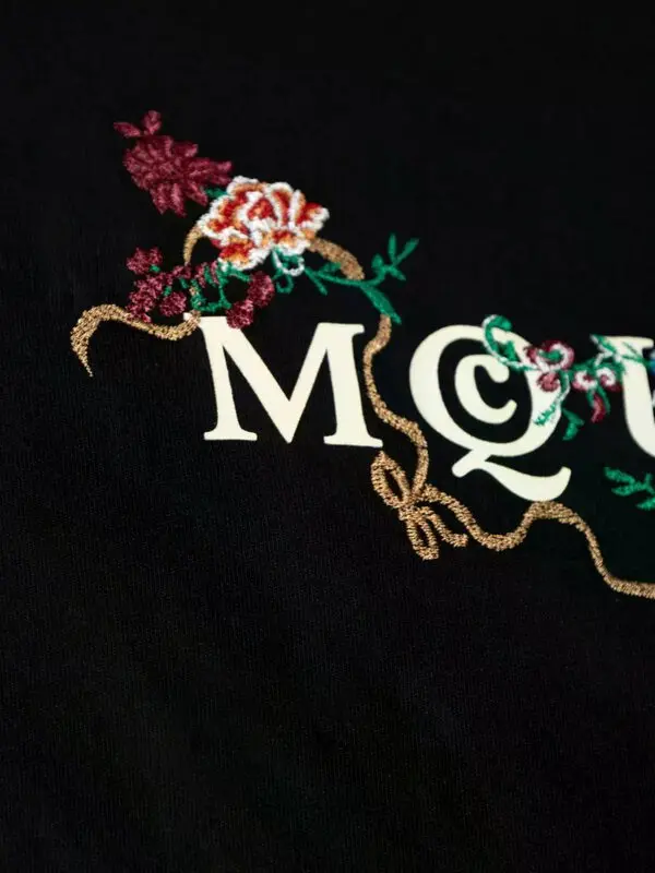 Alexander McQueen Logo-print Embroidered T-shirt - Black
