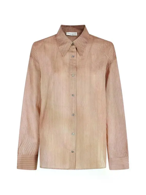 ROBERTO COLLINA Vertical-stripe Long-sleeve Shirt - Neutrals