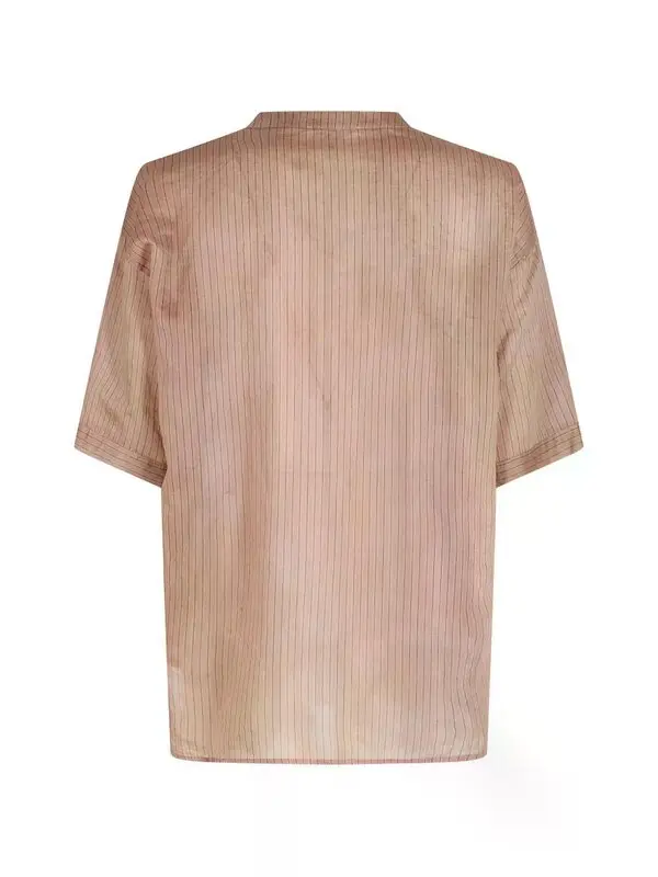 ROBERTO COLLINA Striped V-neck Blouse - Neutrals