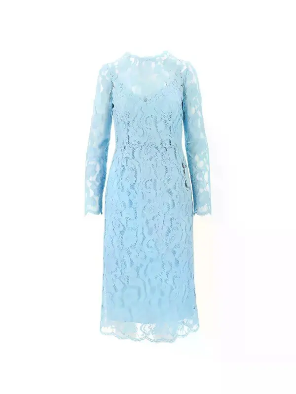 Dolce & Gabbana Floral-lace High-neck Dress - Blue