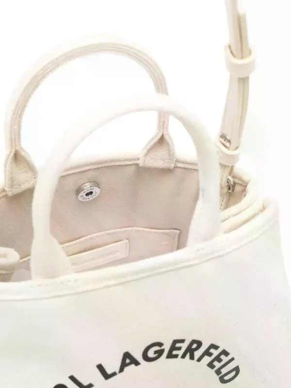 Karl Lagerfeld Mini Logo-print Canvas Tote - Neutrals