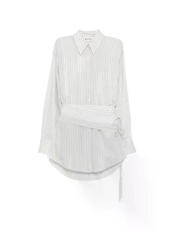 RÓHE Belted Pinstriped Shirt - Neutrals