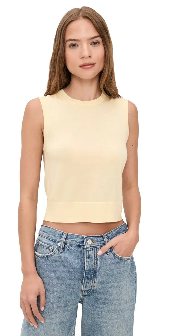 ANINE BING Moni Crop Tank Top - Butter Yellow