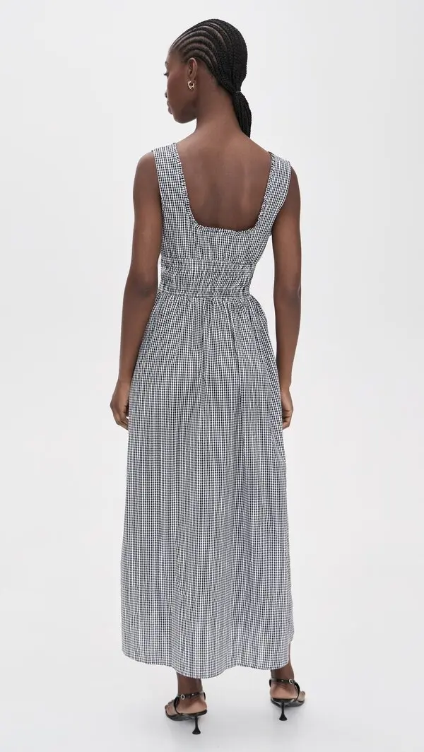 Rails Jordie Gingham Check Embroidered Midi Dress - Black Gingham