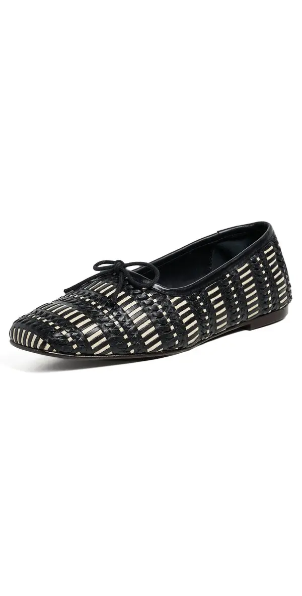 Freda Salvador Jada Flats - Black Vanilla Woven Calf