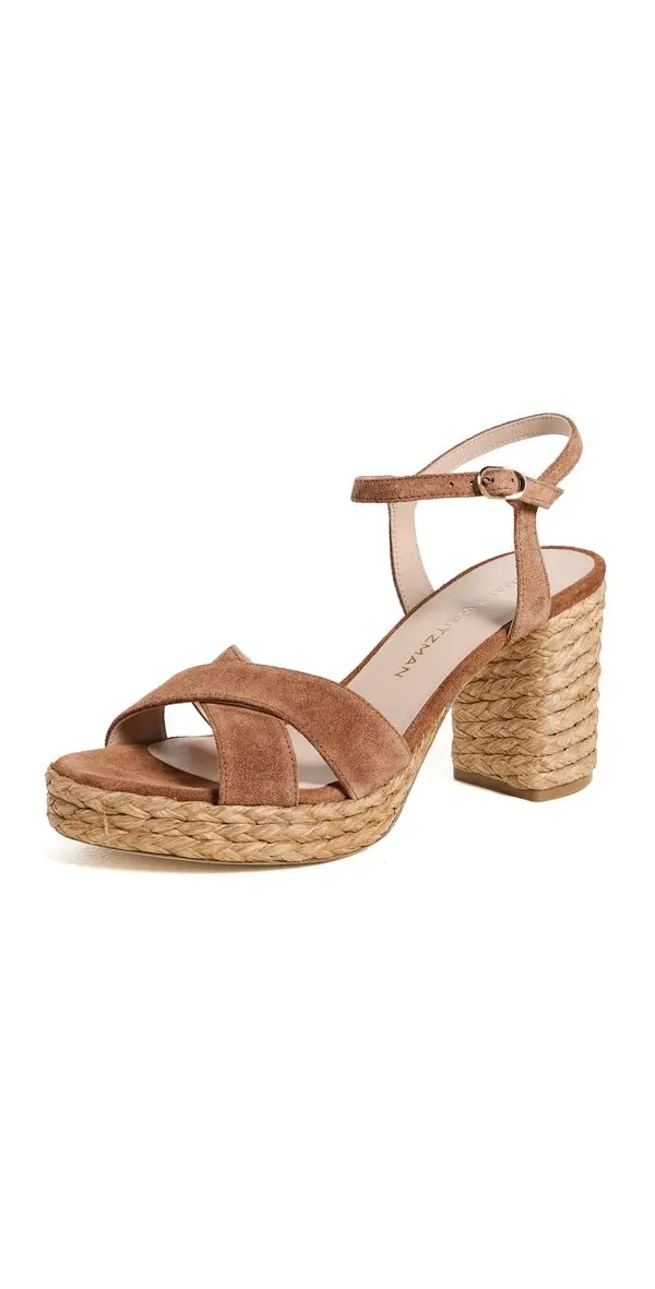 STUART WEITZMAN Dayna Platform 80 Sandals - Luxe Saddle/natural