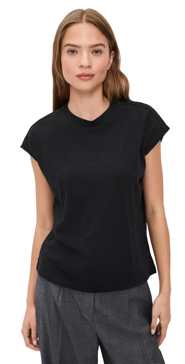 Theory Bind Neck Boxy Tee - Black