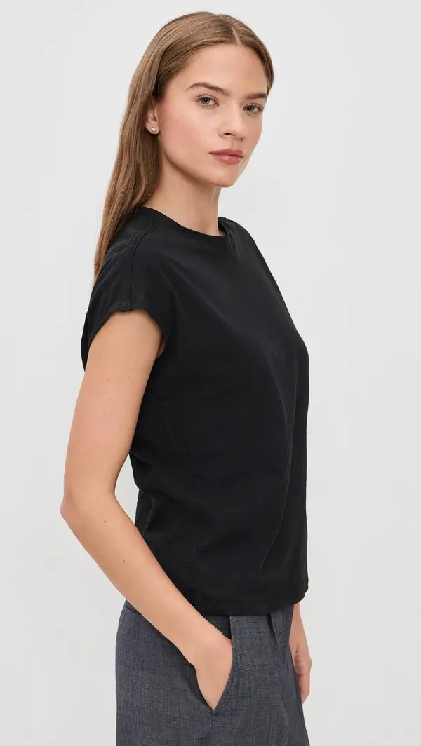 Theory Bind Neck Boxy Tee - Black