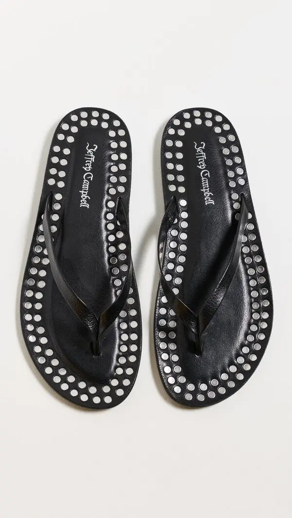 Jeffrey Campbell Katrina Flip Flops - Black Silver