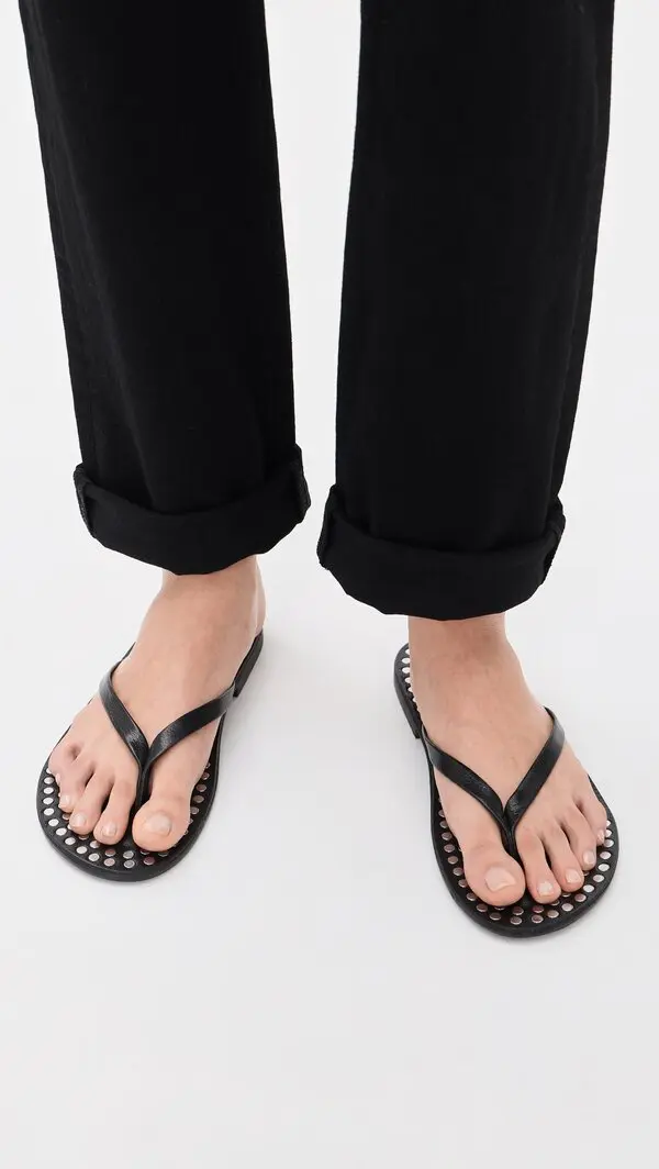 Jeffrey Campbell Katrina Flip Flops - Black Silver