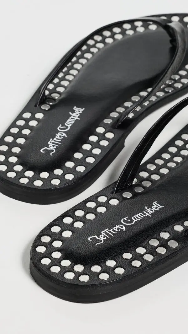 Jeffrey Campbell Katrina Flip Flops - Black Silver
