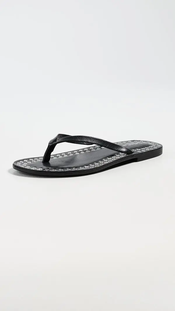 Jeffrey Campbell Katrina Flip Flops - Black Silver