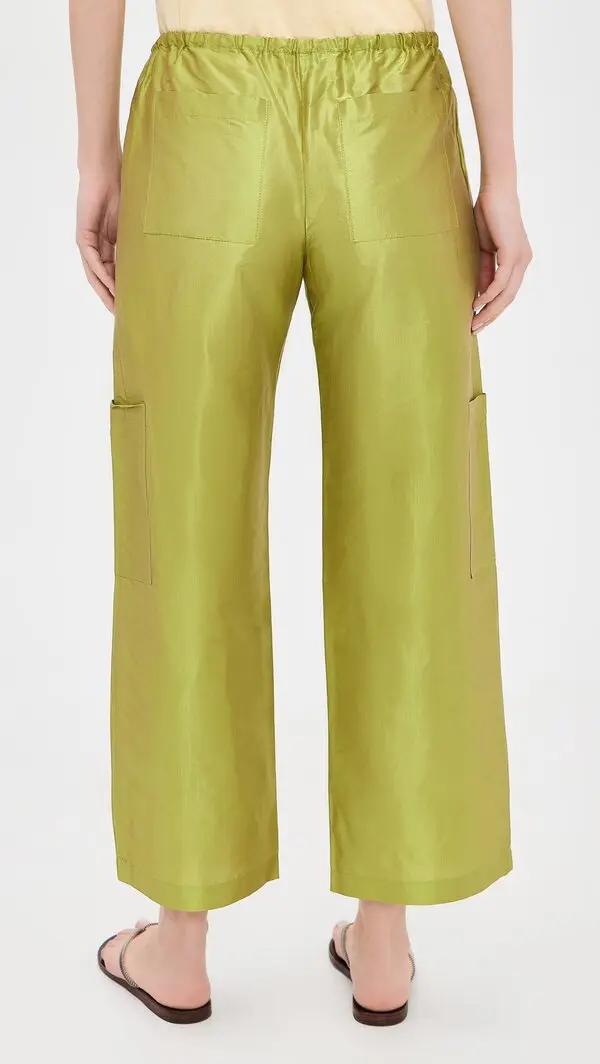 Donni. Silk Taffeta Drawstring Cargo Pants - Pistachio