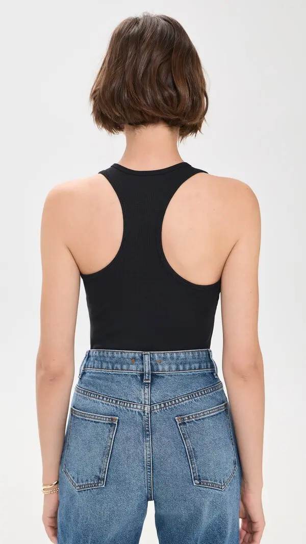 Commando Ribbed Crewneck Tank Top - Black