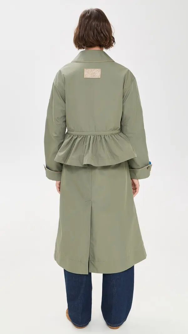 DAMSON MADDER Twill Trench Coat With Detachable Skirt - Sage