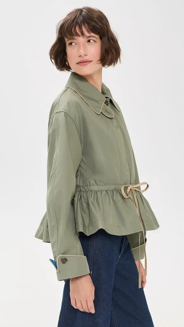 DAMSON MADDER Twill Trench Coat With Detachable Skirt - Sage