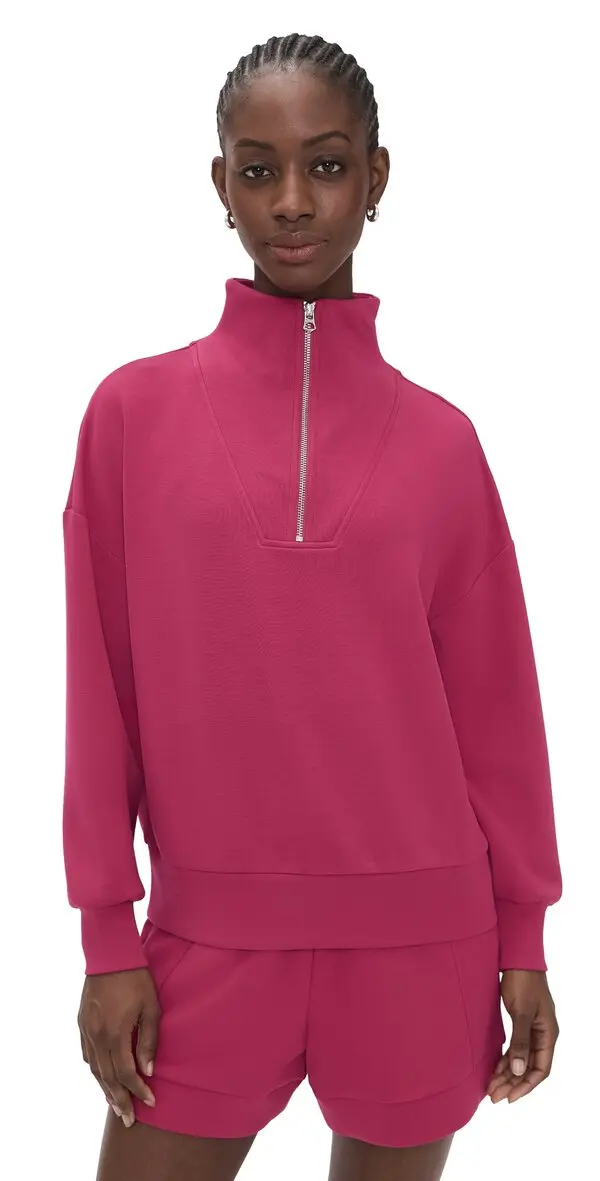 Varley Hawley Half Zip Sweatshirt - Rich Raspberry