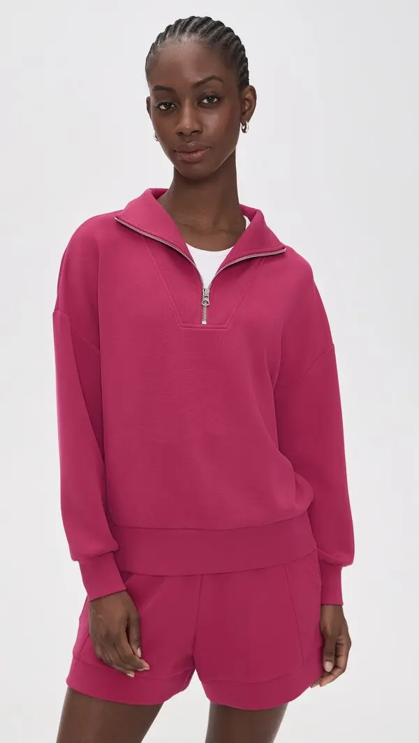 Varley Hawley Half Zip Sweatshirt - Rich Raspberry