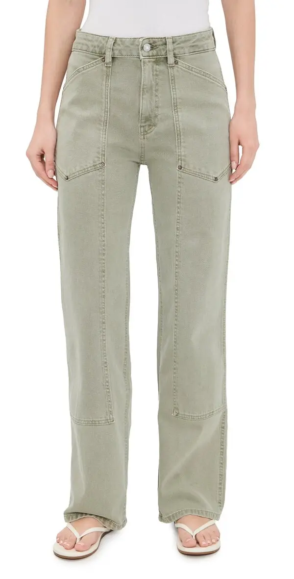Warp + Weft Utility Straight Leg Jeans - Laurel Green
