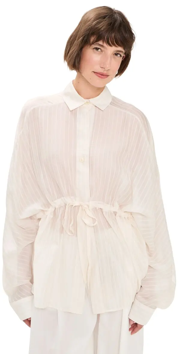 THE LATEST Dalida Stripe Muslin Shirt - Cream