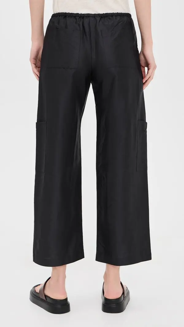 Donni. Silk Taffeta Drawstring Cargo Pants - Jet
