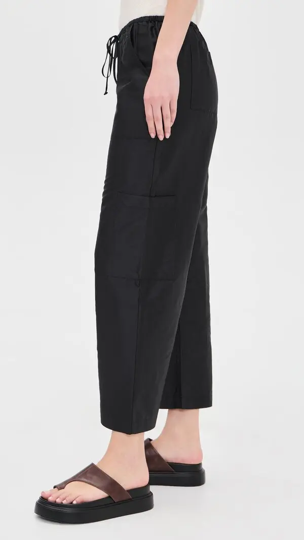 Donni. Silk Taffeta Drawstring Cargo Pants - Jet