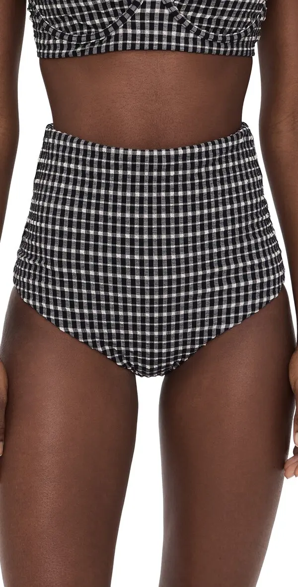 The Great. Reversible Covered Briefs - Black & Cream Check