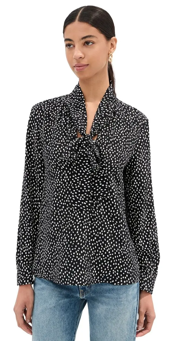 NILI LOTAN Janese Polka Dot Silk Blouse - Wild Dot