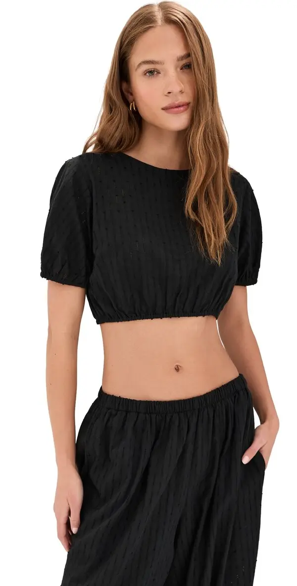 LE BOP Lillian Eyelet Blouse - Black