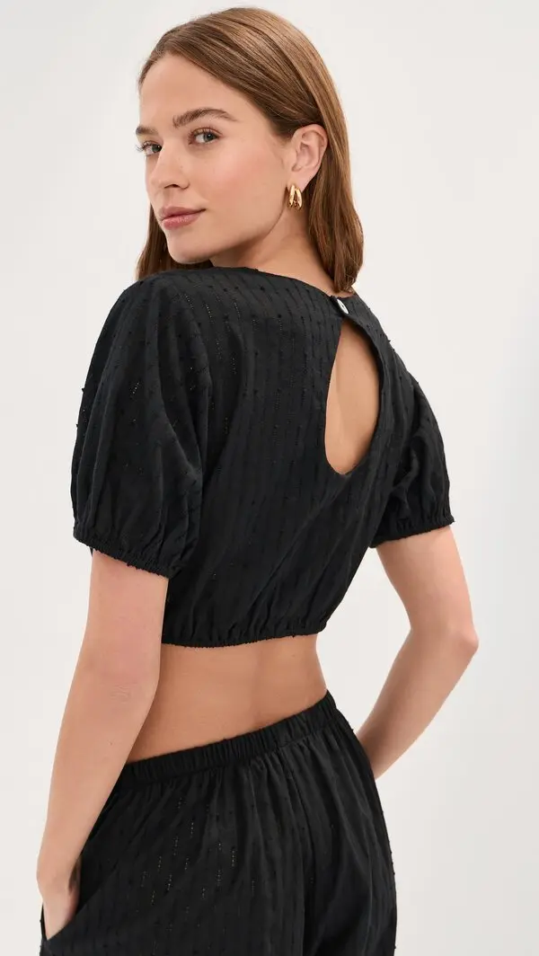 LE BOP Lillian Cropped Blouse - Black