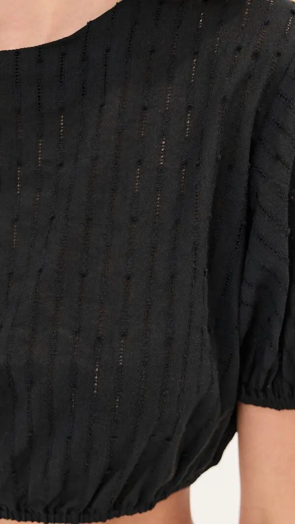 LE BOP Lillian Cropped Blouse - Black