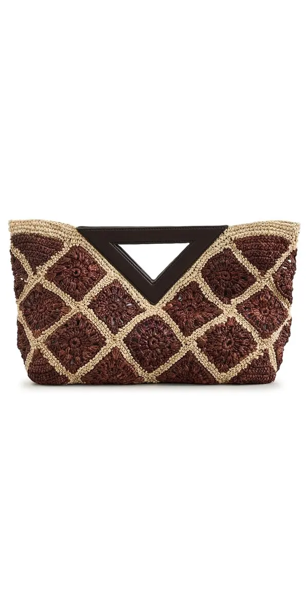 Veronica Beard Crochet Raffia Vesper Bag - Espresso Multi