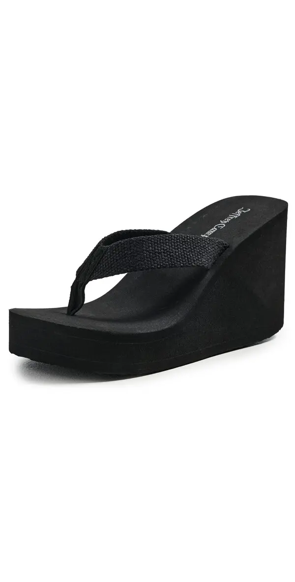 Jeffrey Campbell Astria 2 Wedge Thong Sandals - Black