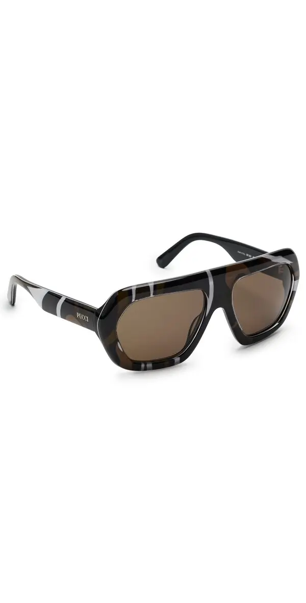 Emilio Pucci Aviator Sunglasses - Shiny Black/marmo Khaki