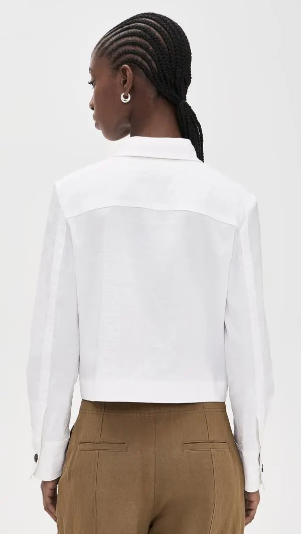 Theory Linen Blend Cropped Jacket - White