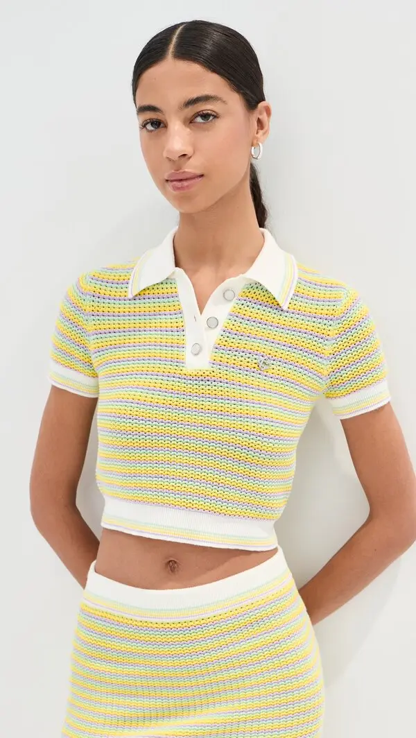 Casablanca Striped Knit Polo Shirt